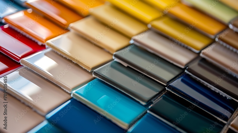 Samples of a ceramic tile in shop Colored samples of ceramic tiles for ...