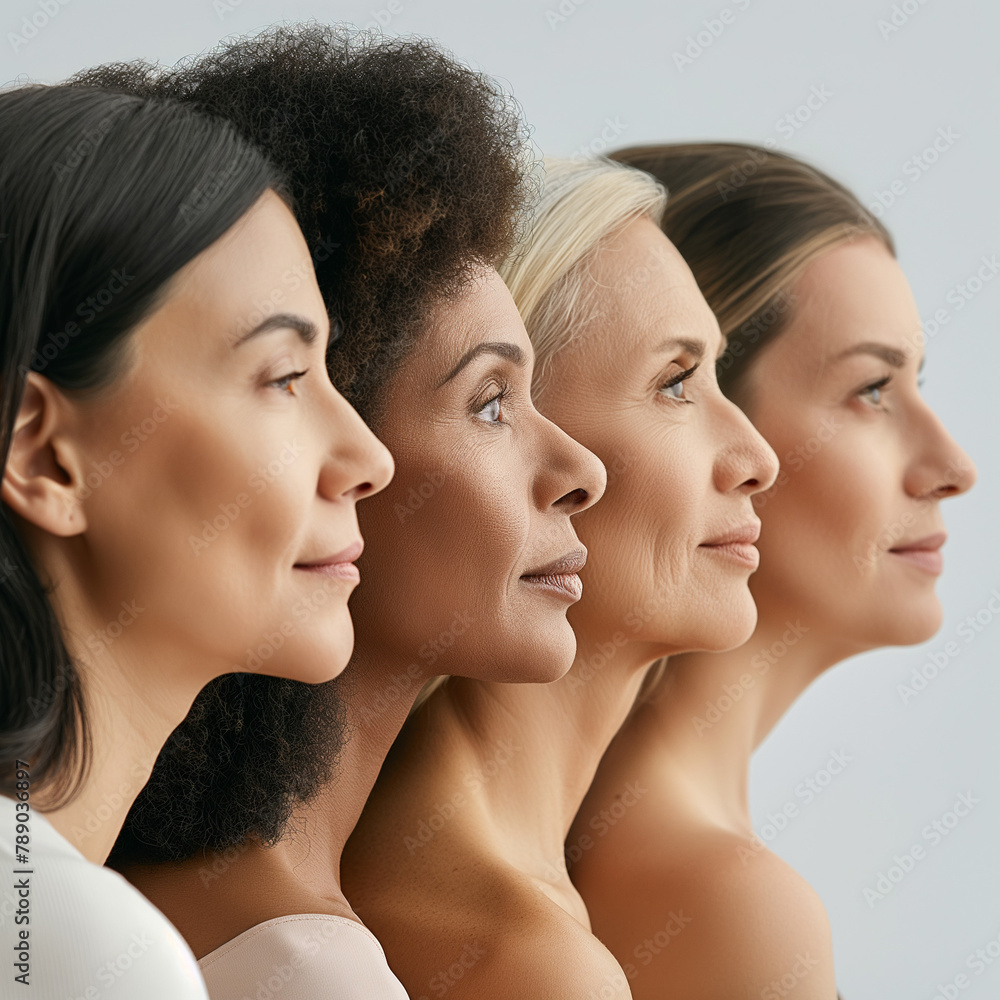 Beautiful woman in different ages standing next to each other. Skin ...