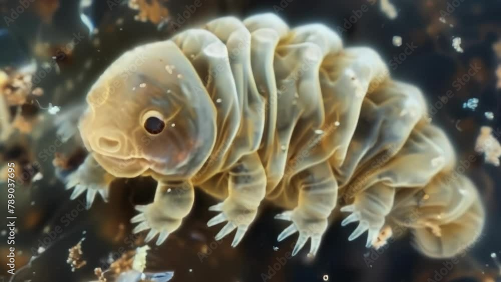 A microscopic image of a tardigrade also known as a water bear shows ...
