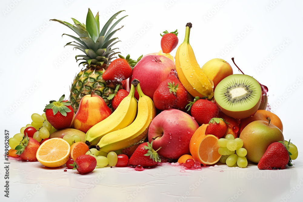 Fruits with white background. Topics related to fruits. Fruit sale. To ...