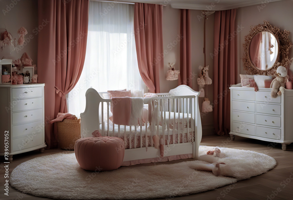 baby room playroom nursery interior girl apartment bed bedchamber ...