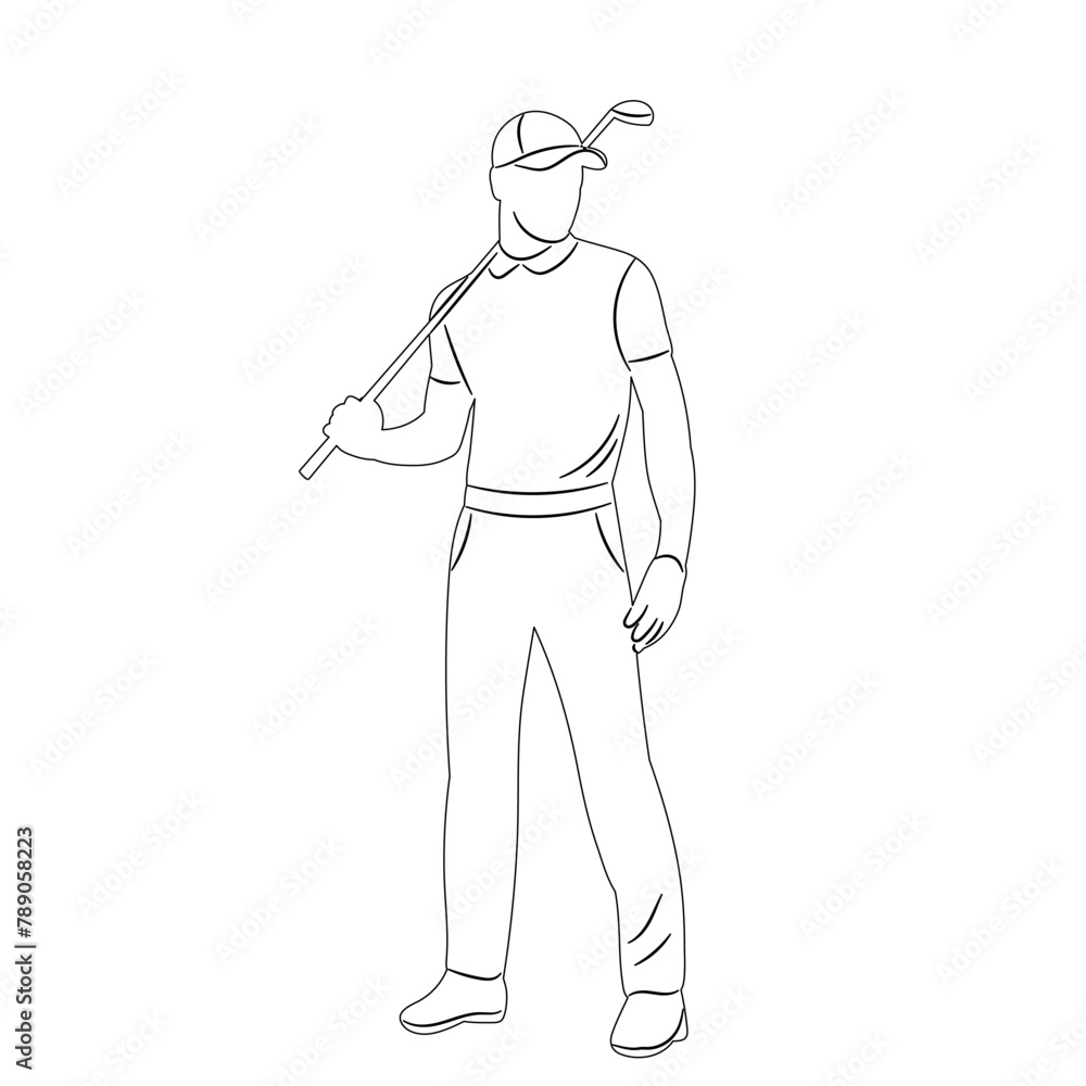 golfer, sketch, outline on white background vector Stock Vector | Adobe ...
