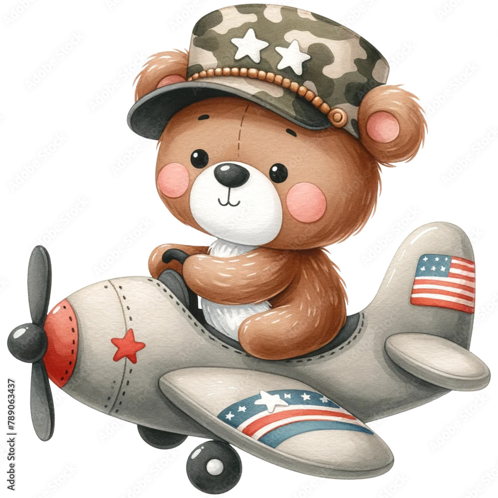 cute watercolor Patriotic Bear Clipart,American Pride,4th of July PNG ...