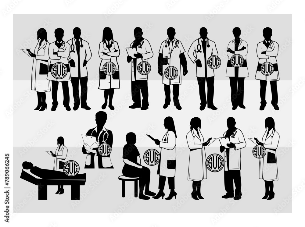 Doctor Circle Monogramsvg | Doctor | Doctor silhouette | Doctor Svg ...