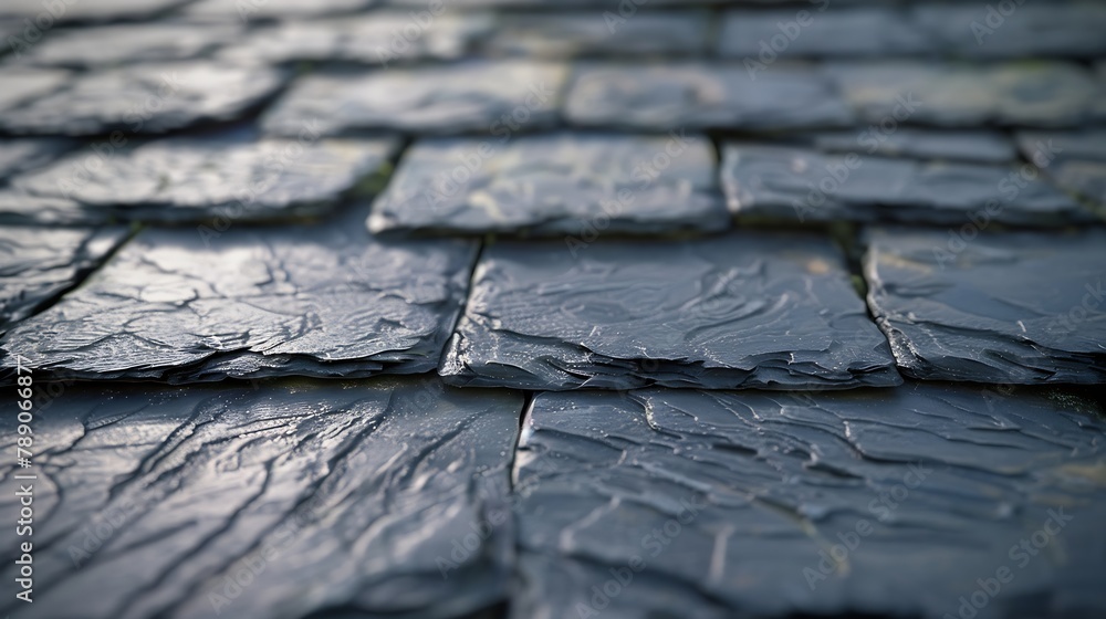 Roof of a country house covered with gray slate closeup Old roof ...