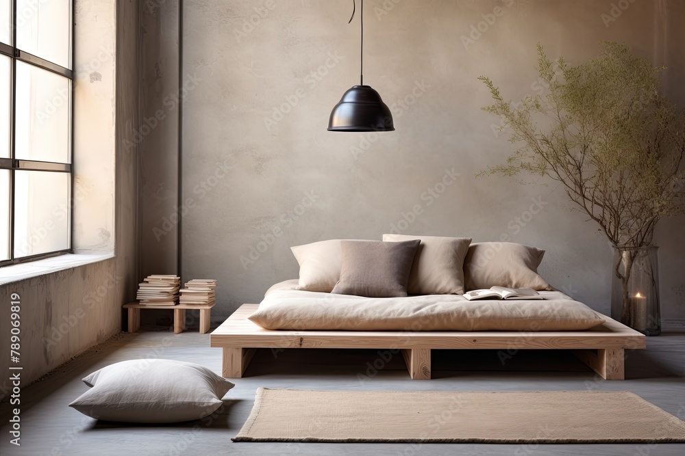 Zen Garden Corner: Minimalist Space Ideas with Simple Futon Stock ...