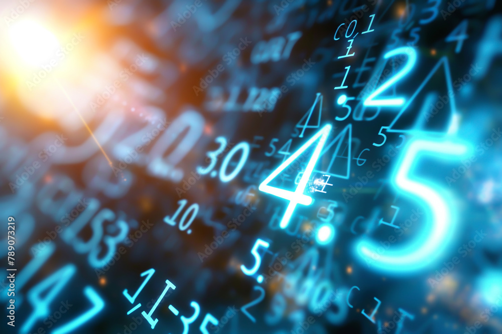 abstract picture mathematical symbols glowing numbers Solving ...