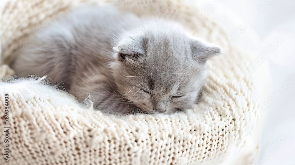 One week old small newborn kitten on a white background Cute little ...