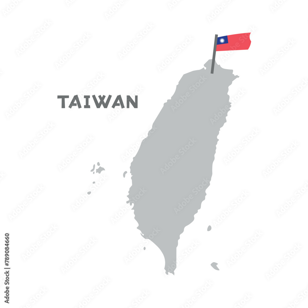 Taiwan vector map illustration, country map silhouette with the flag ...