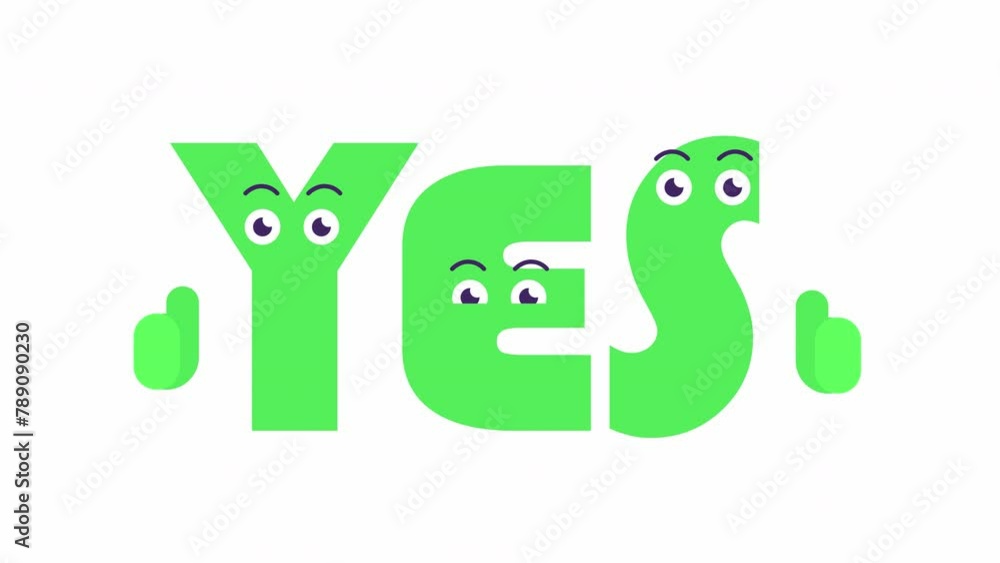 Animation of cartoon YES text in green color. yes or no concept for ...
