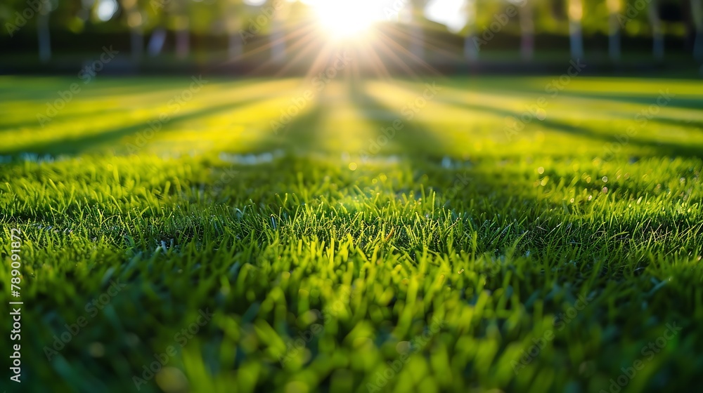 Closeup green grass natural greenery texture of lawn garden Stripes ...
