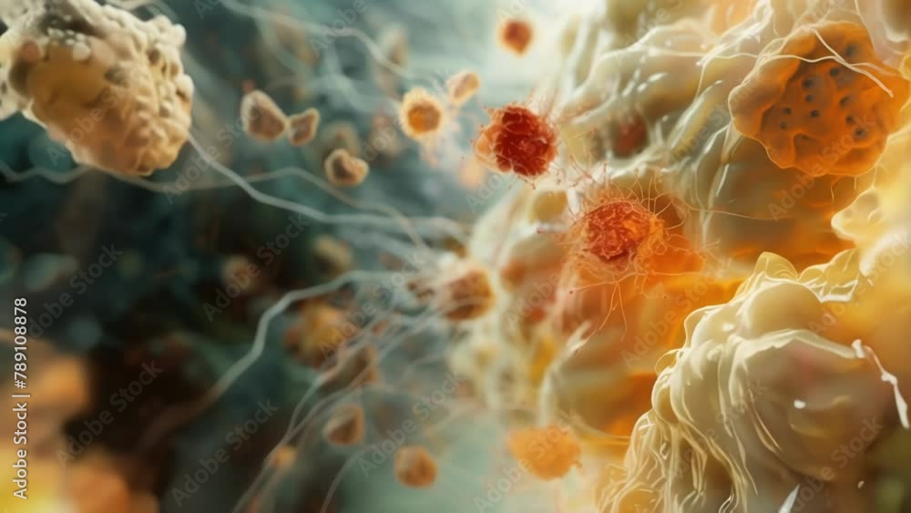 An intense scene is captured in this microscopic image with a large ...