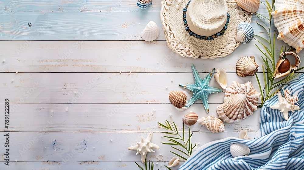 Beautiful summer holiday beach background with some accessories and ...