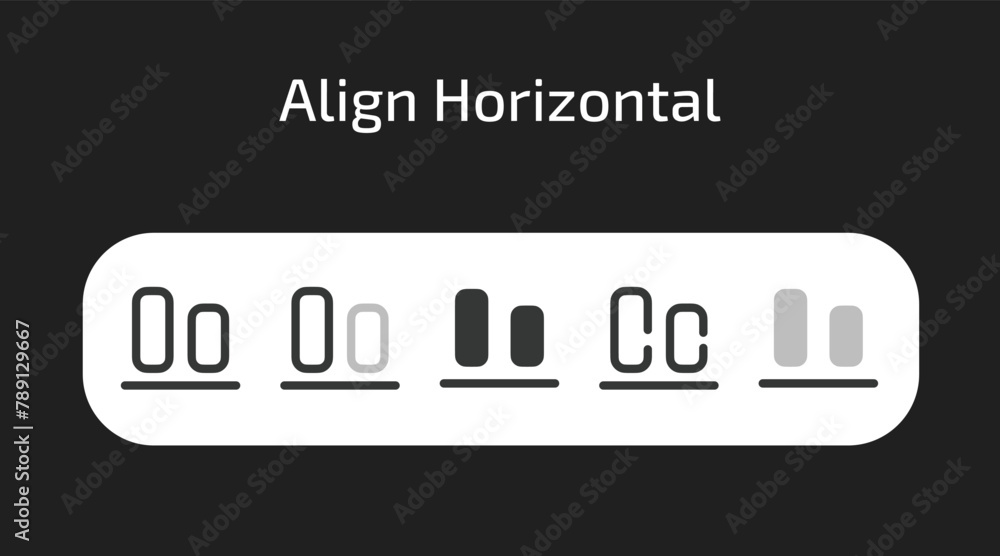 Align Horizontal Bottom icons in 5 different styles as vector Stock ...