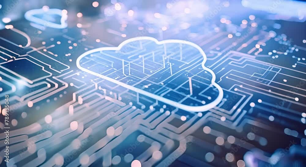 Cloud computing network diagram, visualization of interconnected online ...