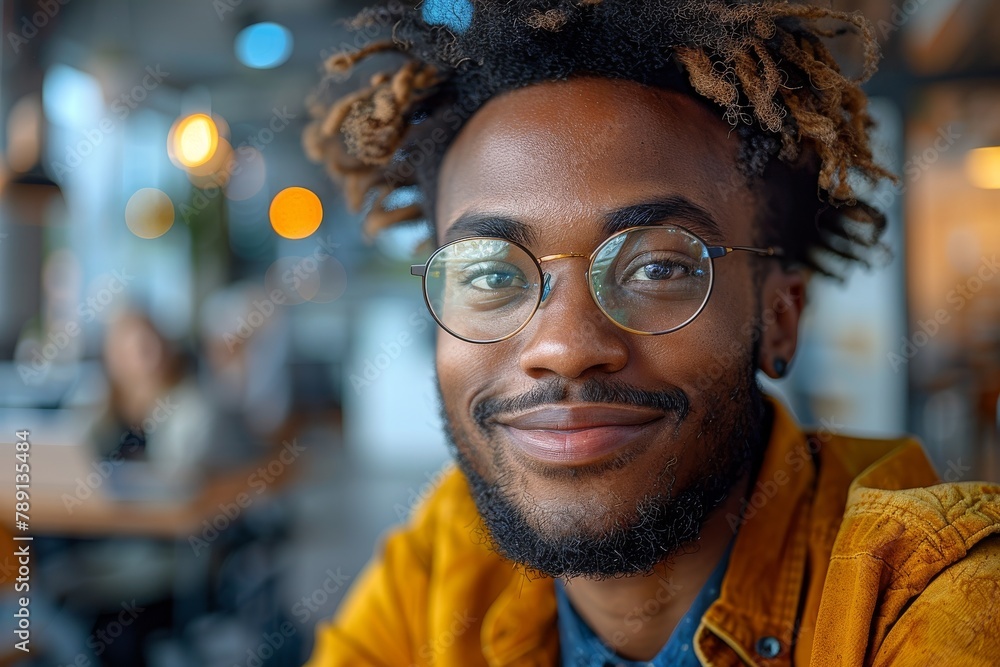 A young man with trendy dreadlocks is pictured in a close-up shot ...