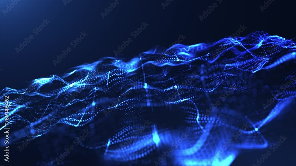 Vidéo Stock Abstract digital dynamic particle waves with light motion lights background, data ...