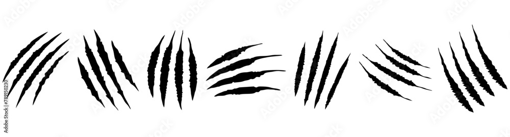 animal Claw scratches mark set. Cat tiger scratches signs. Vector ...