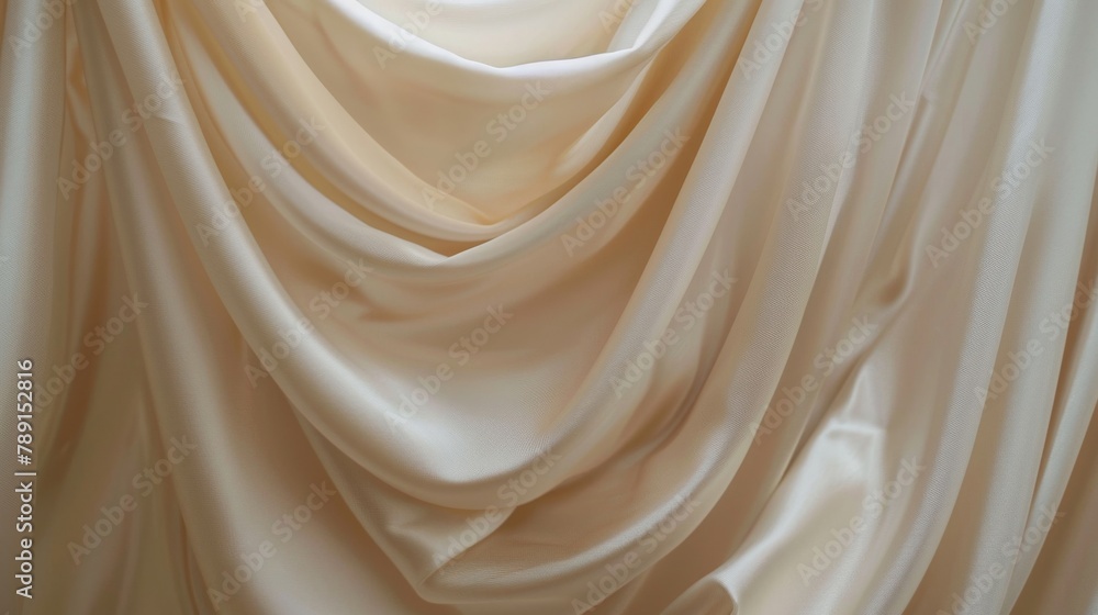Luxurious cream white silk drapery, cascading gently with soft folds ...