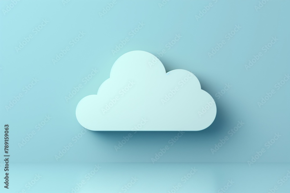 Simple white cloud icon rendered in a 3d minimalist style against a ...