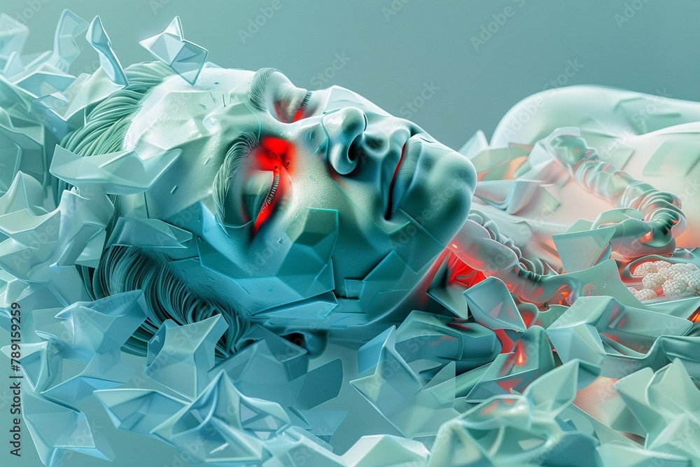 A 3D illustration of a person struggling with sleep apnea, highlighting ...