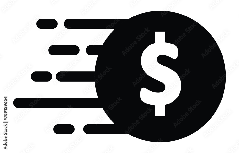 Money transfer icon set. sending money symbol with us dollar sign. fast ...