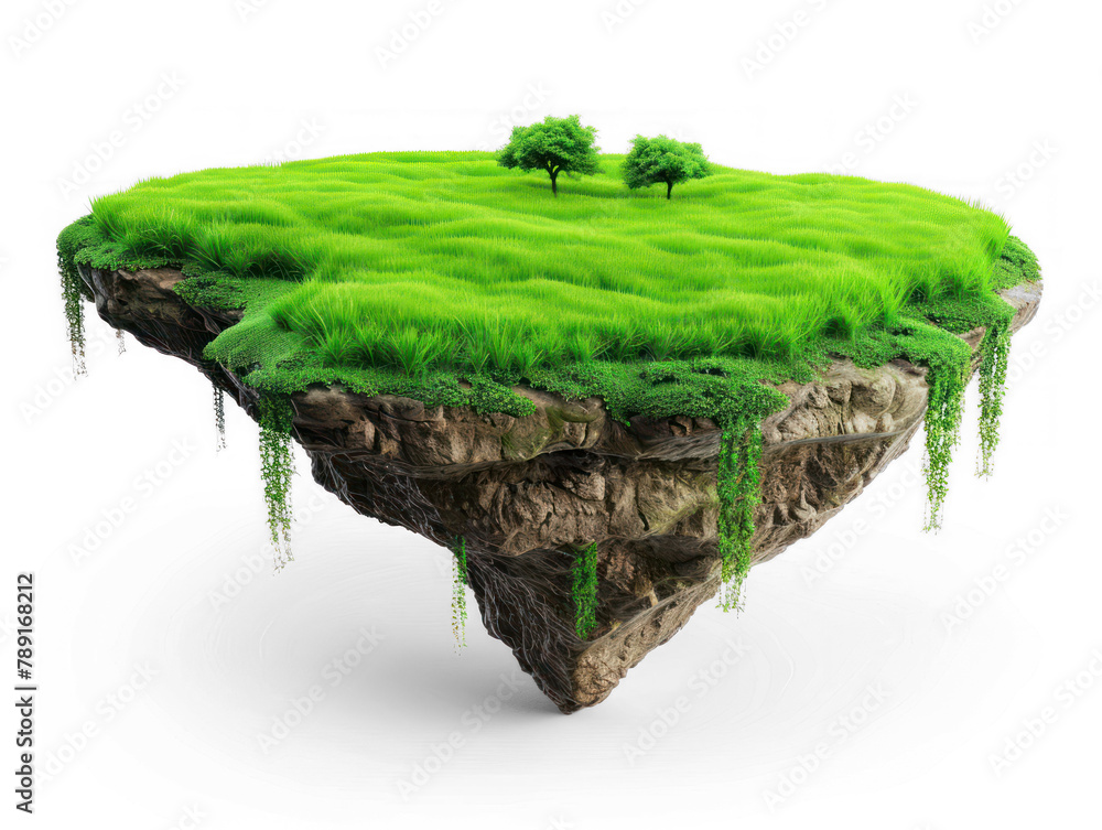 Green lawn floating island, on transparency background PNG Stock Photo ...