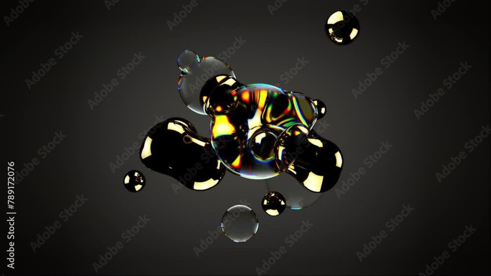 3D animation of abstract volume objects. Abstract morph liquid forms of ...