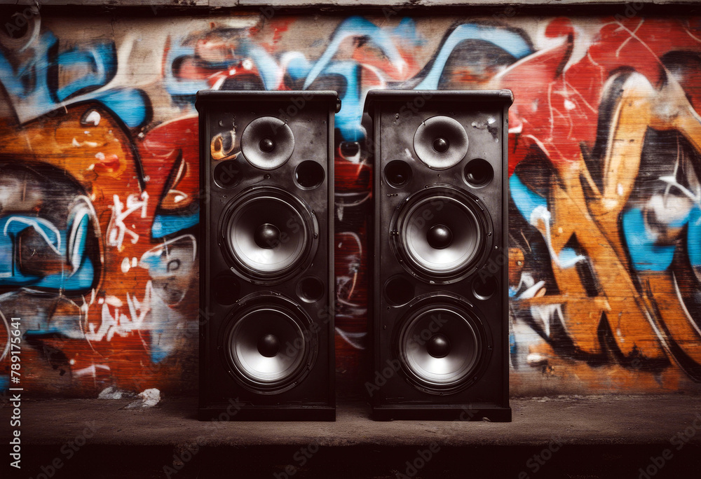 graffiti background speakers city urban vector music illustration people business light concert ...