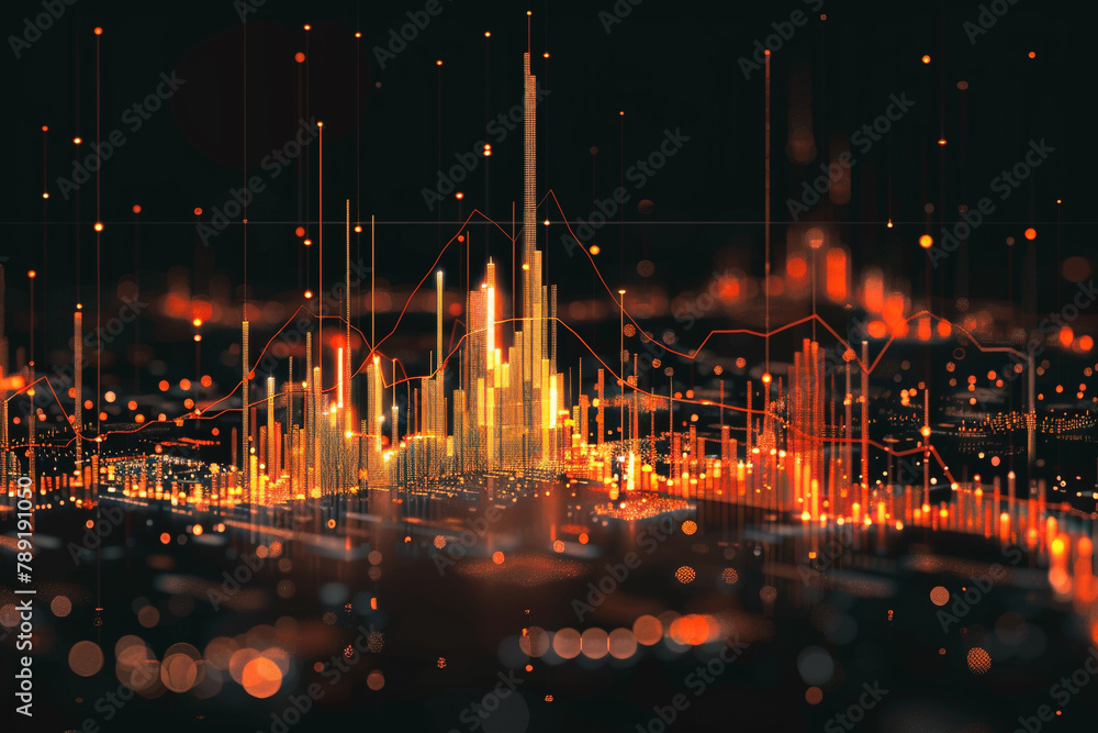 A complex candlestick chart for a highly volatile stock, with candles ...