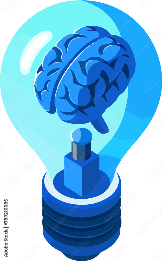 Light bulb with brain illustration inside the bulb in vectorial Stock ...
