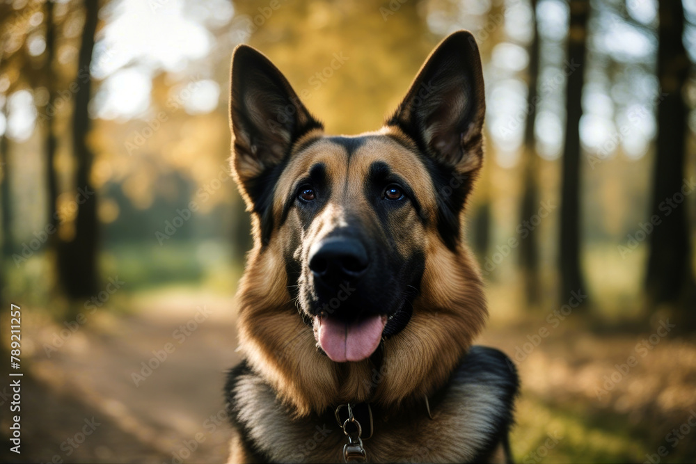 listening German dog Shepherd head friendly tilt purebred pet ...