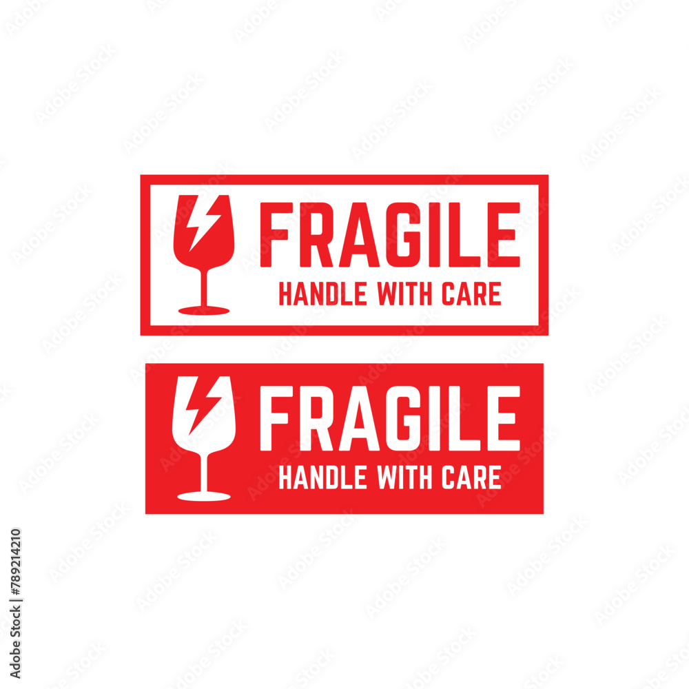 Sticker fragile handle with care vector. warning label, fragile label ...