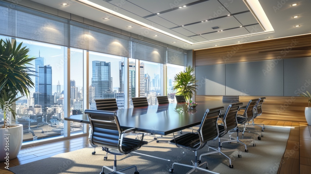 Zoom Virtual Background of a Modern Conference Room with Windows. Ideal ...