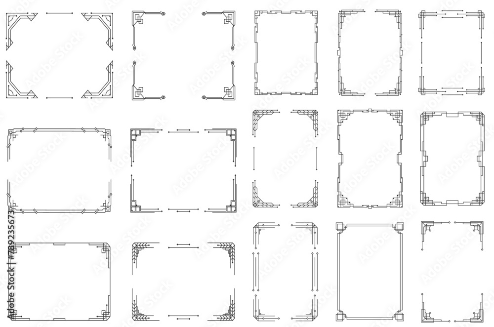 Golden geometric template in style of 1920s, artdeco corners for ...