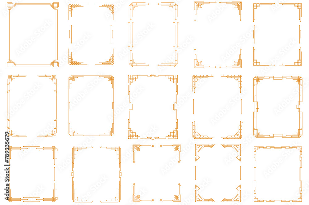 Golden geometric template in style of 1920s, artdeco corners for ...