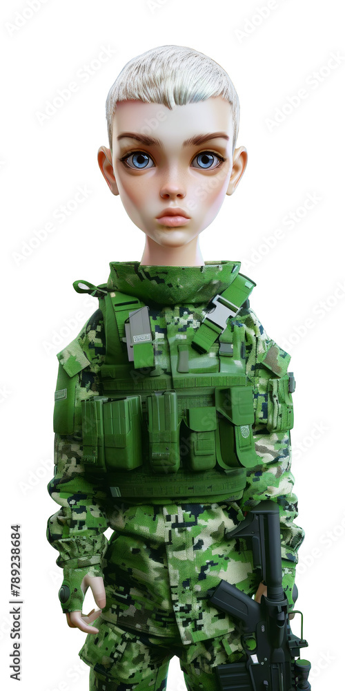 Cute Boy character in sylish look. Soldier military outfit on ...