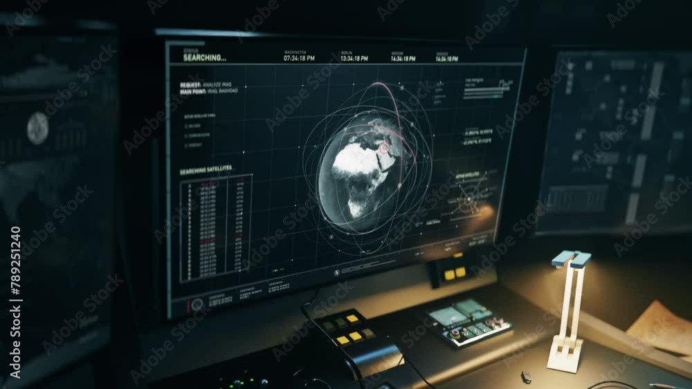 Matrix location analysis system looking for the target on a map ...