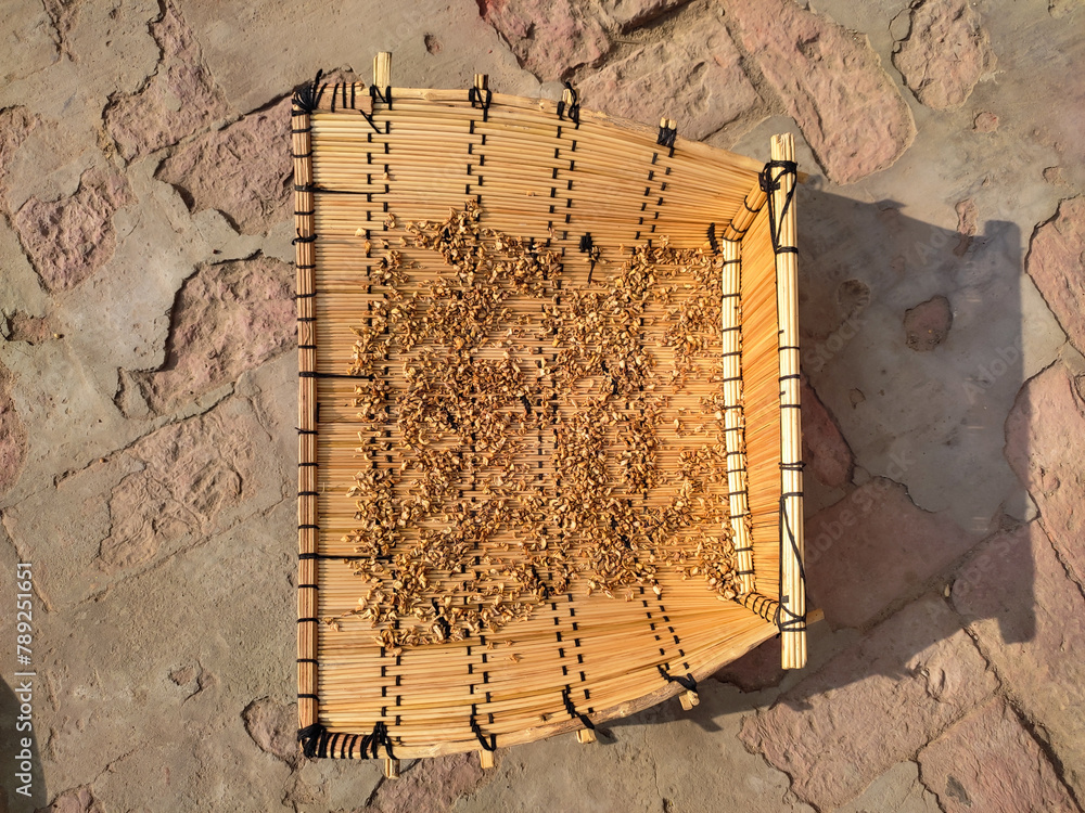 Winter root vegetable, dry turnip sliced. Peeled slices, cut, pieces of ...