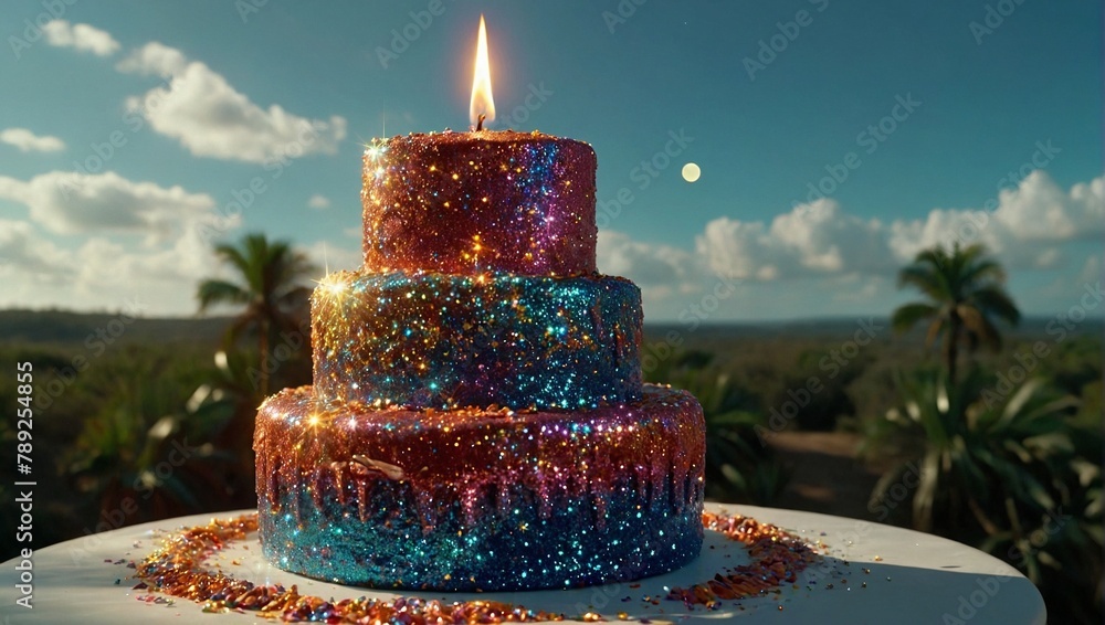 Create a candle cake design on 3-5 levels using the traditional ...