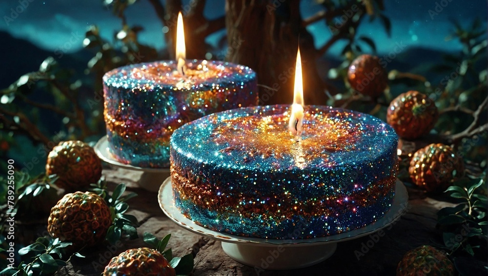 Create a candle cake design on 3-5 levels using the traditional ...