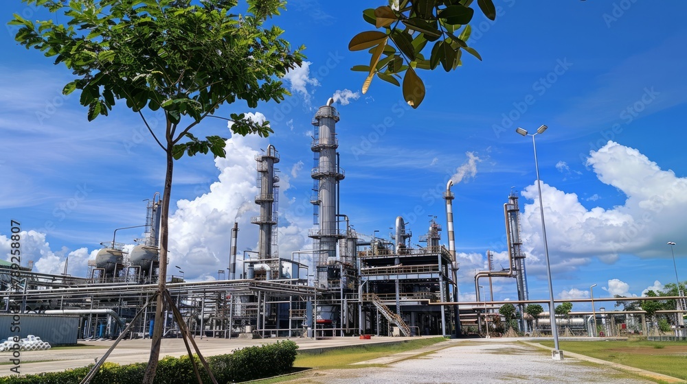 Oil refinery plant from industry zone, Oil and gas petrochemical ...