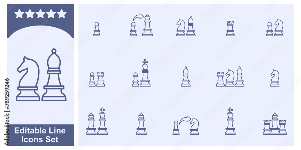 Game, chess pieces icon set elements symbol template for graphic and ...