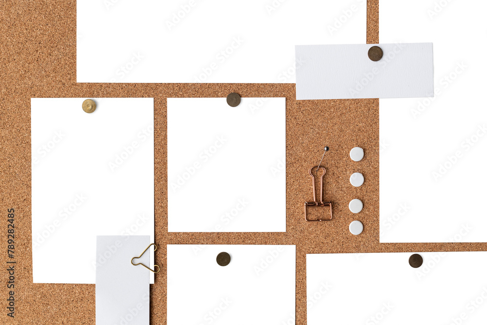 Paper png mockup, note pinned on corkboard Stock Photo | Adobe Stock