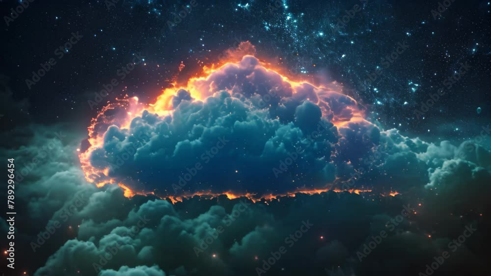 A stunning Video capturing a vividly blue cloud illuminated against the ...