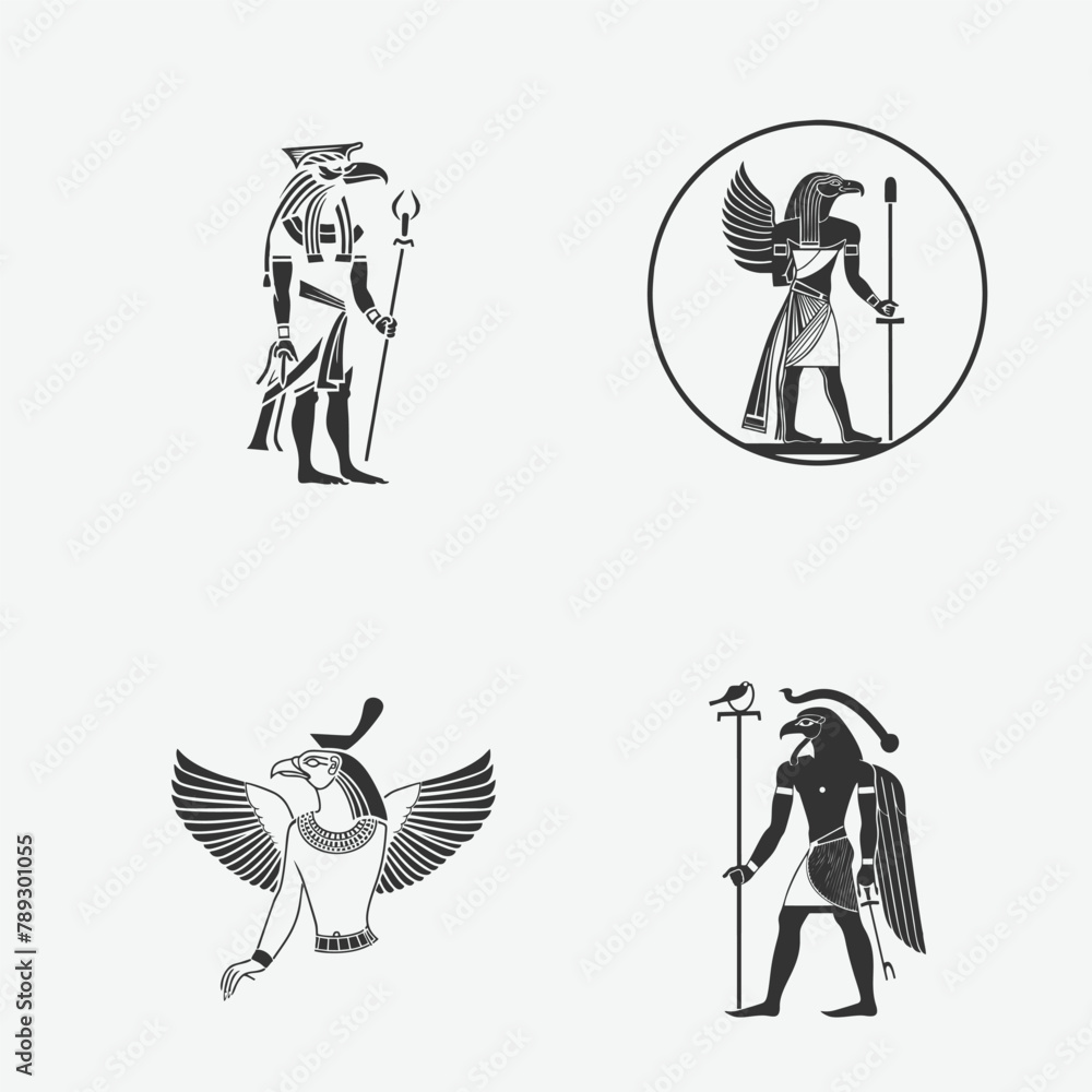 Egyptian god Horus logo icon design template. collection of images of ...