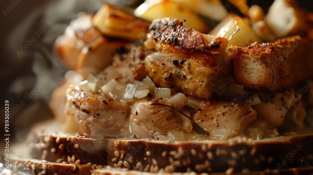 Hearty Chicken and Onion Potage with Sourdough Bread Stock Photo ...