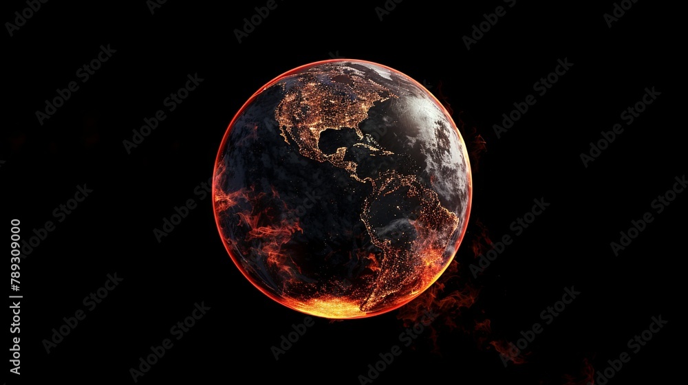 Ultra-realistic depiction of Earth's burning surface. Illustrating ...