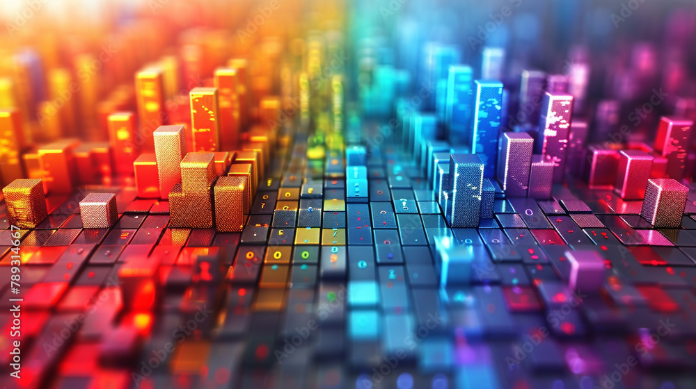 Colorful wide graphical columns geometric background image with ...