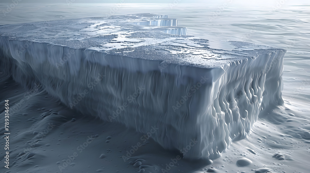 A giant glacier resting in the arctic. with most of its mass buried ...